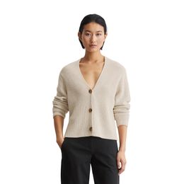 Marc O'Polo MARC O'POLO Damen Cardigan "aus Heavy-Weight-Organic-Cotton", beige, Gr. XL, unifarben, Obermaterial: 100% Baumwolle, Strickjacken