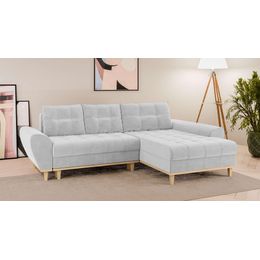 Ecksofa Home Affaire, B:268cm H:86cm T:175cm, grau, 100% Polyester, Wohnzimmer, Sofas, "Ahrdorf mit Bettfunktion und Bettkasten, Maße: B/H/T
