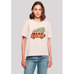 F4NT4STIC Damen T-Shirt "Groovy Weihnachten Camper Van", pink, Gr. L, Obermaterial: 100% Baumwolle, Shirts, Premium Qualit&auml;t, Weihnachts-Kollection