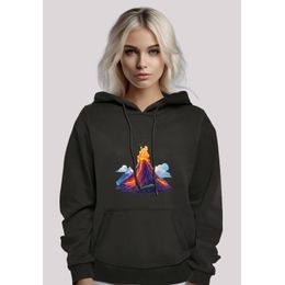 F4NT4STIC Damen Kapuzenpullover "Vulkanausbruch", schwarz, Gr. S, Obermaterial: 65% Baumwolle, 35% Polyester, Pullover, Premium Qualit&auml;t