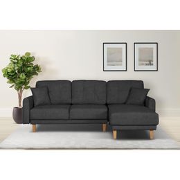 Ecksofa Home Affaire, B:234cm H:89cm T:164cm, schwarz, 100% Polyester, Wohnzimmer, Sofas, "TRIPLO optionale Schlafsofa mit Bettkasten, Maße B/T/H: