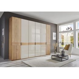 Dreht&uuml;renschrank Wiemann, B:295,2cm H:216cm T:58cm, beige, Floatglas, Hartfaserplatte, Holzwerkstoff, Massivholz, Schr&auml;nke, "Cardiff, Massivholzt&uuml;ren