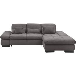 Ecksofa, B:284cm H:80cm T:190cm, grau, SET ONE BY Musterring, 100% Polyester, Wohnzimmer, Sofas, "SO4100 V", mit verstellbaren Kopfteilen, wahlweise