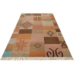 Teppich GREEN LOOOP, B:130cm H:5mm L:190cm, braun, Baumwolle, Schurwolle, Wohnzimmer, Teppiche, "Monmartre GL-82105", handgewebter Naturfaserteppich