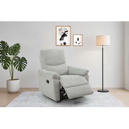 Relaxsessel Home Affaire, B:92cm T:91cm, grau, Wohnzimmer, Sessel, "ODILON, TV-Sessel mit Relax- und Liegefunktion, Struktur-Bezug", manuelle und