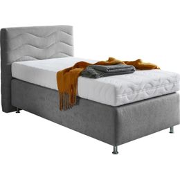 Boxspringbett, B:135cm L:210cm, grau, Westfalia Schlafkomfort, Bezug Bett: Microvelours (100% Polyester) oder Feinstruktur (100% Polyester);Bezug