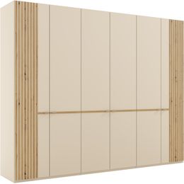 Musterring Drehtürenschrank "Isabelle", Champagner-Dekor, B/H/T: 295,2cm x 236cm x 58cm, Türen: 6 Stk. Lamellen in Bianco Eiche-Nachbildung, beige,