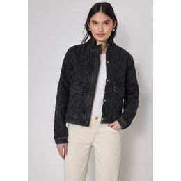 Damen Jeansjacke, schwarz, Gr. 42, STREET ONE STUDIO, unifarben, Jeans, Obermaterial: 100% Baumwolle; Futter: 100% Polyester, Jacken, mit Stehkragen
