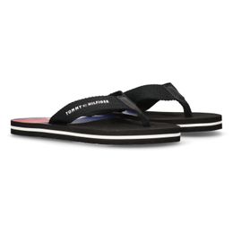 Tommy Hilfiger Kinder Zehentrenner, Gr. 31, schwarz, Polyester, Schuhe, Slides, Sandale mit Zehensteg