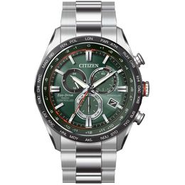 Citizen Herren Funkchronograph, silber, Armbanduhren, Armbanduhr, Herrenuhr, Solar, Titan, Stoppfunktion