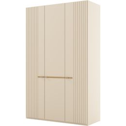 Musterring Drehtürenschrank "Isabelle", Champagner-Dekor, B/H/T: 148,4cm x 236cm x 58cm, Türen: 3 Stk. Lamellen im Korpus-Farbton, beige,