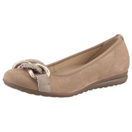 Gabor Damen Ballerina "FLORENZ", Gr. 36, gold, Ziegenveloursleder, Schuhe, Keilabsatz, Bequemschuh, Slipper, Businessschuh in Weite G (=weit)