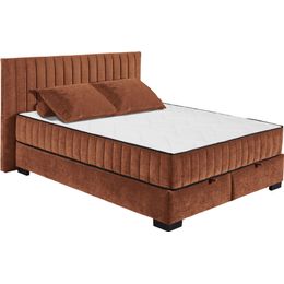 Boxbett, B:185cm L:214cm, braun, ED EXCITING DESIGN, 100% Polyester, Komplettbetten, "Nagol", mit Bettkasten, mit Wendematratze, erh&auml;ltlich in