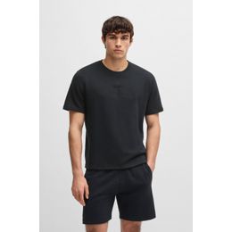 BOSS Damen T-Shirt "David", Gr. XL, schwarz, Jersey, Obermaterial: 100% Baumwolle, bestickt, unifarben, Shirts, mit gro&szlig;er Logostickerei