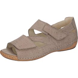 Waldläufer WALDLÄUFER Damen Sandale "HELIETT", Gr. 4, beige, Nubukleder, unifarben, Schuhe, Keilsandalette, Sommerschuh, Komfortschuh, Klettverschlüsse, H-Weite