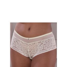 Lascana Damen Panty, Gr. 32, beige, Spitze, Obermaterial: 89% Polyamid, 11% Elasthan, Unterhosen, aus blumiger Jacquardspitze mit hübschem Accessoire