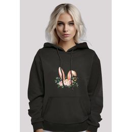 F4NT4STIC Damen Kapuzenpullover "Blumen Osterhasen Ohren Dekor", schwarz, Gr. L, Obermaterial: 65% Baumwolle, 35% Polyester, Pullover, Premium