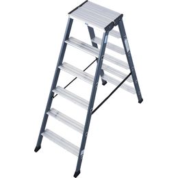 Krause Doppelleiter "SePro D", B/H/L: 50cm x 25cm x 140cm, grau, Leitern, Alu eloxiert, 2x6 Stufen, Arbeitsh&ouml;e ca. 285 cm
