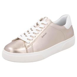 Remonte Damen Plateausneaker, Gr. 38, beige, Leder, metallic, Schuhe, Schn&uuml;rschuh, Freizeitschuh, Halbschuh mit Kontrastbesatz