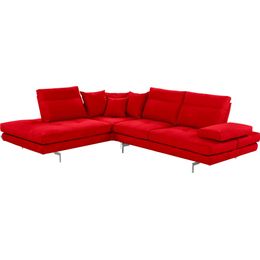 Ecksofa Calia italia, B:288cm H:90cm T:232cm, rot, Mikrofaser mit Nubuk Optik (100% Polyester), Wohnzimmer, Sofas, "Toby Wing, L-Form, Designsofa mit
