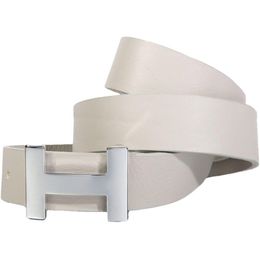 Silbergift Damen Koppelg&uuml;rtel, beige, Gr. 90, unifarben, Rindsleder, G&uuml;rtel, mit dekorativer, grafischer Schlie&szlig;e