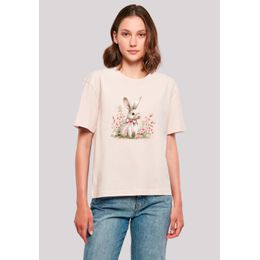 F4NT4STIC Damen T-Shirt "Niedlicher Osterhase mit Blumen", pink, Gr. XL, Obermaterial: 100% Baumwolle, Shirts, Premium Qualität
