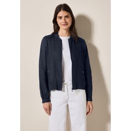 Cecil Damen Blouson, blau, Gr. XXL, unifarben, Stoff, 100% Leinen, Jacken, mit Stehkragen