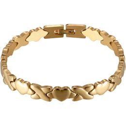 Firetti Damen Armband "Schmuck Geschenk Edelstahl Armschmuck Gliederarmband X und Herz", 19,8cm, Edelstahl, gold, Edelstahl, Armbänder