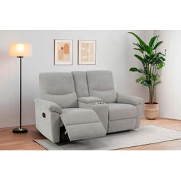 2-Sitzer Home Affaire, B:181cm T:91cm, grau, Sofas, "ODILON, 2er-Kinosofa, TV-Sessel, Mulitmedia-Sofa, Struktur, USB A/C", Relaxfunktion manuell u.
