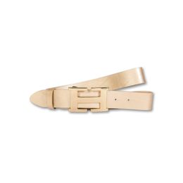 Silbergift Damen Koppelg&uuml;rtel, beige, Gr. 85, metallic, Rindsleder, G&uuml;rtel, mit grafischer goldfarbener G&uuml;rtelschnalle