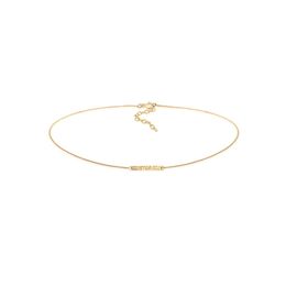 Elli Damen Collier "Choker Platte Geh&auml;mmert 925er Silber", 36, ohne Stein, Silber 925 (Sterlingsilber), L: 36, gold, Silber 925 (Sterlingsilber),