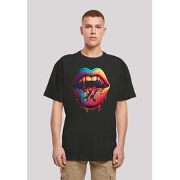 F4NT4STIC Herren T-Shirt "Drooling Lips OVERSIZE TEE", schwarz, Gr. XS, Obermaterial: 100% Baumwolle, Shirts, Print