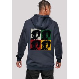 F4NT4STIC Herren Kapuzenpullover "Bob Marley Colour Blocks Two Sleeves Reggae Music", blau, Gr. XS, Obermaterial: 65% Baumwolle, 35% Polyester,
