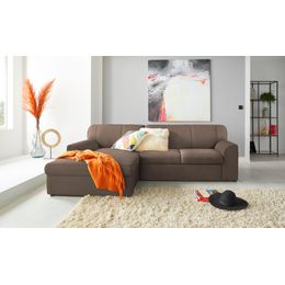Ecksofa DOMO collection, B:245cm H:78cm T:155cm, braun, Wohnzimmer, Sofas, "Topper, elegant und zeitlos, kompaktes Stellmaß 245/155cm, L-Form", mit