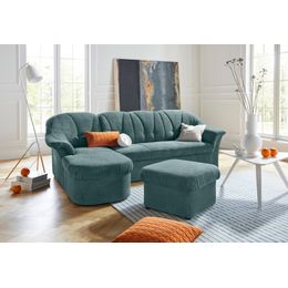 Ecksofa DOMO collection, B:238cm H:82cm T:141cm, blau, 95% Polyester, 5% Nylon, Wohnzimmer, Sofas, "Pegnitz, elegante Rückensteppung, komfortabel,