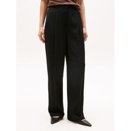 Tommy Hilfiger Damen Webhose "VIS TWILL RLXD STRAIGHT PANTS", schwarz, Gr. 40, unifarben, Web, Obermaterial: 100% Viskose, Hosen