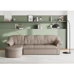 Ecksofa DOMO collection, B:238cm H:82cm T:141cm, beige, 100% Polyester, Wohnzimmer, Sofas, "Pegnitz, elegante Rückensteppung, kompakte Stellmaße