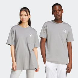 Herren T-Shirt "M L SLIDE PKT T", grau, Gr. S, adidas Sportswear, Obermaterial: 100% Baumwolle, Shirts