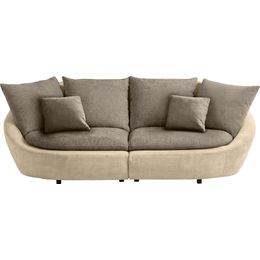 Big-Sofa Trendmanufaktur, B:280cm H:87cm T:131cm, beige, 100% Polyester, Sofas, "Maui, inklusive 4 Rückenkissen und 2 Zierkissen, Designersofa",