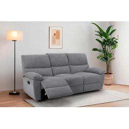 3-Sitzer Home Affaire, B:201cm H:96cm T:94cm, grau, Sofas, "LANNOY, manuelle o. elelektrische Relaxfunktion in 2 Sitzen, USB A/C", Liegefunktion