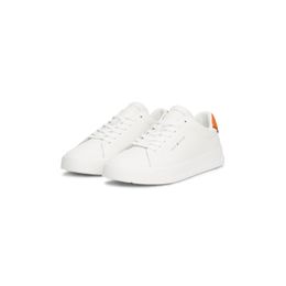 Tommy Hilfiger Herren Sneaker "TH COURT LTH DETAIL ESS", Gr. 41, orange, Leder, Lederimitat, unifarben mit Farbeinsatz, Schuhe, Freizeitschuh,