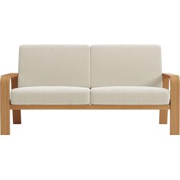 Sit & More 2,5-Sitzer SIT & MORE, B:170cm H:91cm T:93cm, beige, 100% Polyester, Sofas, "Kolding", Armlehnen aus eichefarbigem Buchenholz, verschiedene Bez&uuml;ge