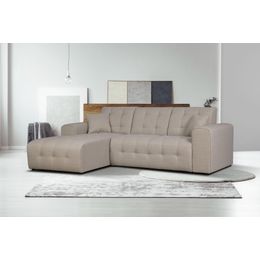 Ecksofa Home Affaire, B:234cm H:85cm T:163cm, beige, 100% Polyester, Wohnzimmer, Sofas, "Nosia L-Form", incl. 2 Zierkissen, mit feiner Steppung