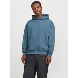 Jack & Jones JACK & JONES Herren Kapuzensweatshirt "JJEURBAN EDGE SWEAT HOOD NOOS", blau, Gr. S, unifarben, angeraute Sweatware, Obermaterial: 70% Baumwolle, 30%