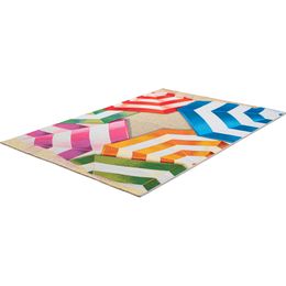 Teppich Sansibar, B:80cm H:5mm L:165cm, bunt, Polypropylen, Wohnzimmer, Teppiche, "Rantum Beach SA-019", Flachgewebe, modernes Design, Sonnenschirme,