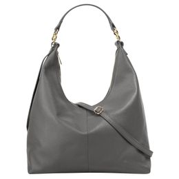 Samantha Look Damen Shopper, grau, Leder, leicht glänzend, unifarben, Taschen, Made in Italy, Große Handtasche mit Smartphonefach