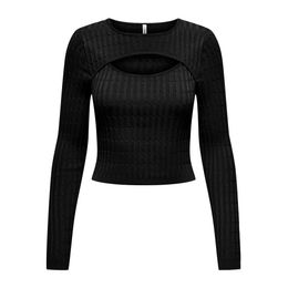 Only Damen Strickpullover "ONLMEDDI LS CABLE CROP O-NECK CC KNT", schwarz, Gr. L, unifarben, Strick, Obermaterial: 70% Viskose, 30% Nylon, Pullover