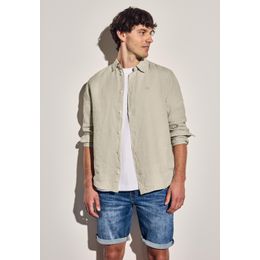 Street One MEN Herren Leinenhemd, beige, Gr. XXXL, unifarben, Stoff, 100% Leinen, Hemden, mit Knopfleiste
