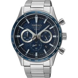 Seiko Herren Chronograph, silber, Armbanduhren, Armbanduhr, Quarzuhr, Herrenuhr, Stoppfunktion, Datum