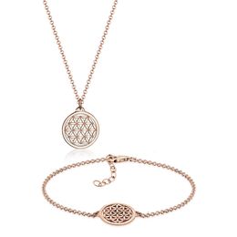 Elli Damen Schmuckset "Set Kette Ohrstecker Blume des Lebens 925 Sterling Silber", onesize, ohne Stein, rosa, Silber 925 (Sterlingsilber),